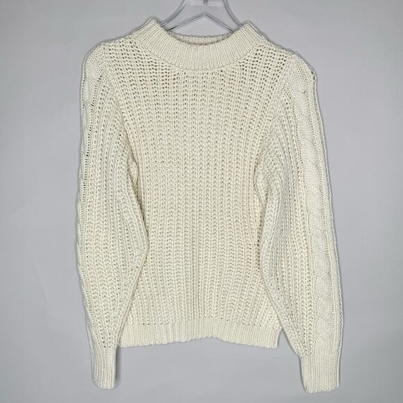Zara | Sweaters | Zara S Womens Cream Chunky Ribbed Crew Neck Sweater ...